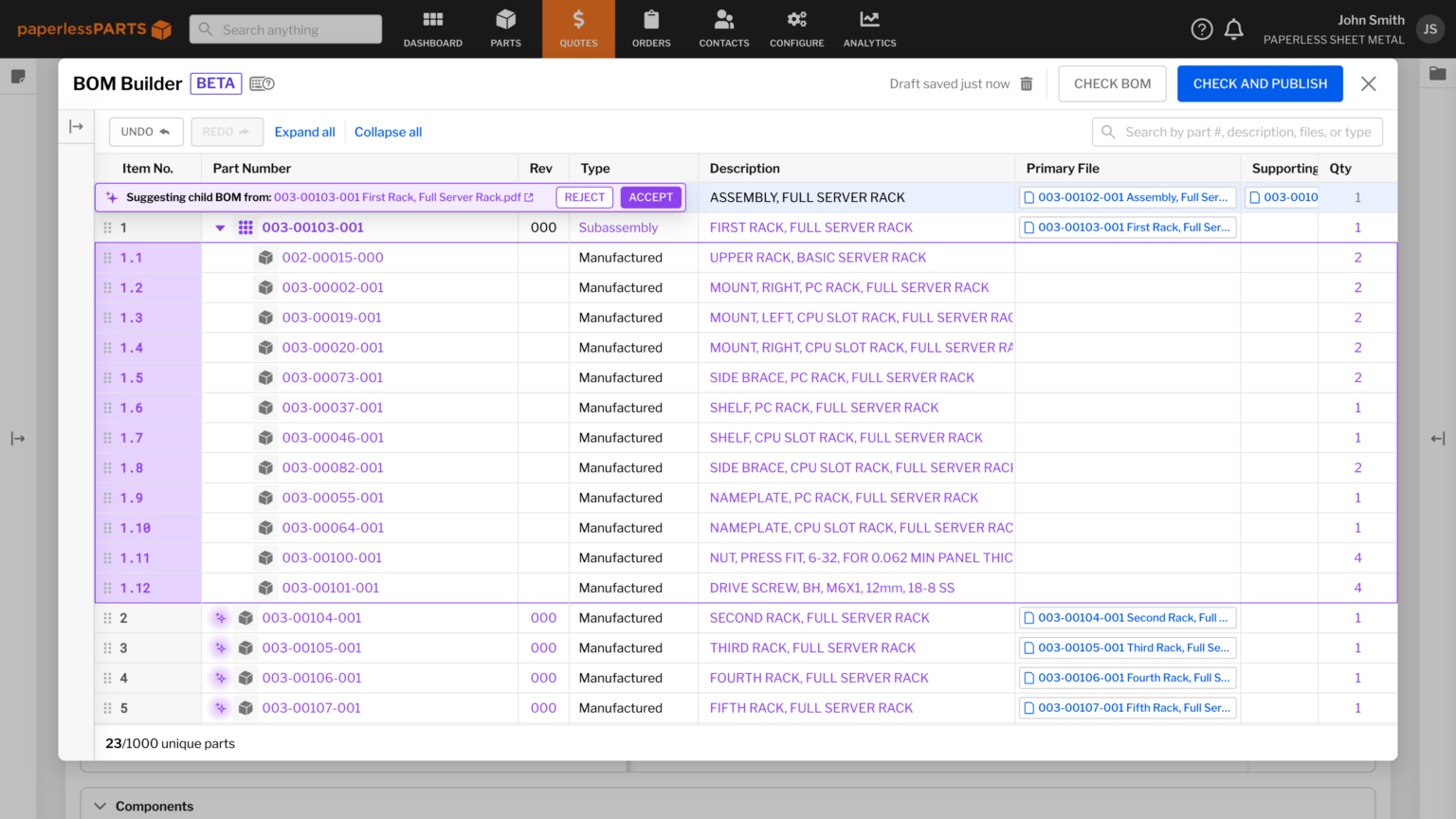 The BOM Builder | Paperless Parts